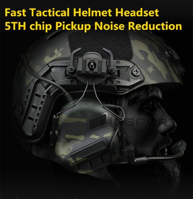 FAST MICH Tactical Helmet Headset Sound Pickup &Noise Reduct Headphone ...
