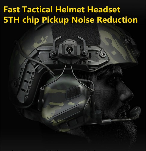 FAST MICH Tactical Helmet Headset Sound Pickup &Noise Reduct Headphone ...