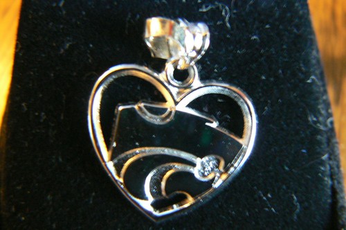 Sterling Silver Kansas State Powercat Heart Charm LOGOART NIB FREE US ...
