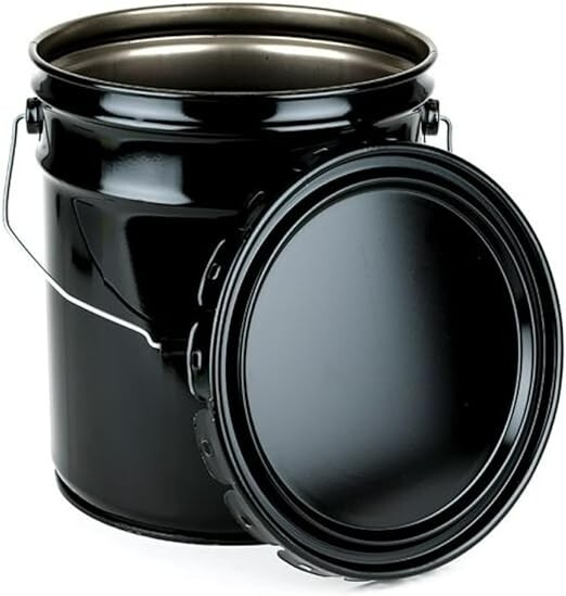 5 Gallon Black Metal Bucket & Lid Heavy Duty Durable Pails and Lids | eBay
