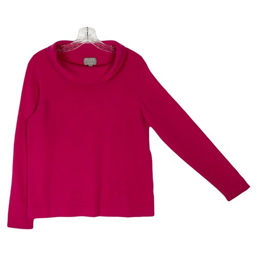 NWOT PURE COLLECTION Sweater~8/10 Cashmere Hot-Pink Cowl-Neck Long ...
