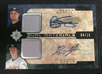 Rare 2005 UD Dual Materials Ben Sheets Rich Harden Autograph Card 04/10 ...