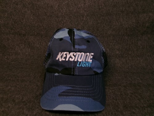 Keystone Light Beer Hat Cap Strap Back Adjustable Men Blue Camo Mesh ...