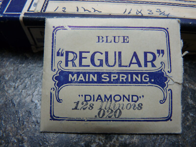 Illinois 12s model Mainspring 1 piece * T end * blue MARCO #B | eBay