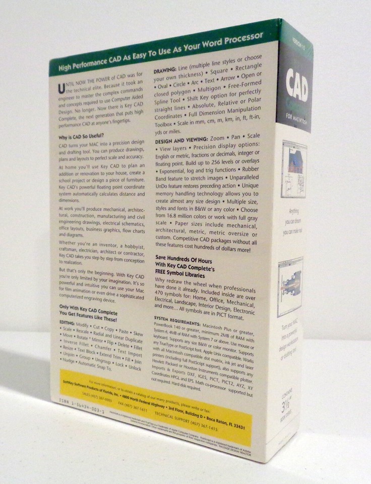 VINTAGE Softkey Software Key CAD Complete FOR MACINTOSH New Never ...