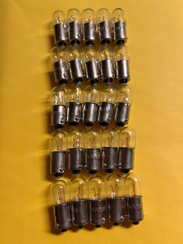 (25) BAYONET #44 INCANDESCENT LAMPS/6.3v .25A/BULBS BA9s/Marantz 18, 26 ...