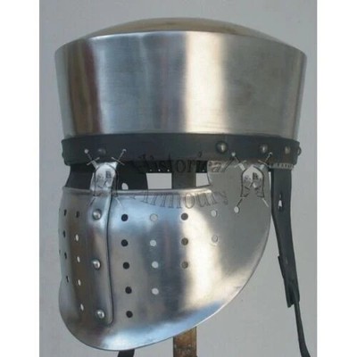 18GA LARP MEDIEVAL GREAT HELMET KNIGHT TEMPLAR CRUSADER HELMET ...
