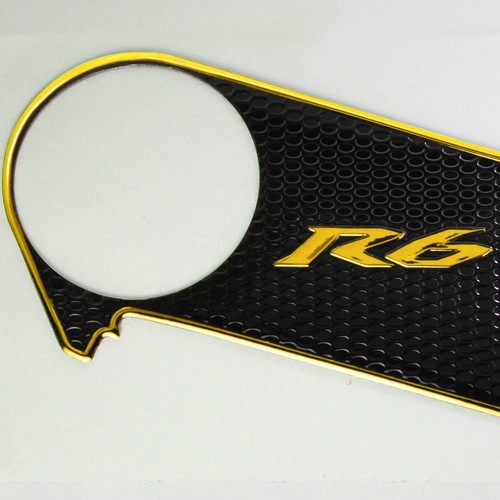 Handle Yoke Cover Perforated Black+Chrome Gold Emblem Sticker for 06-16 ...