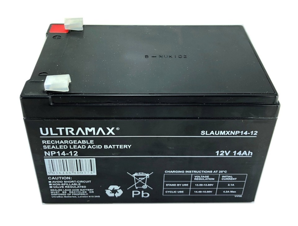 2X ULTRAMAX NP14-12 12V 14AH as 12Ah & 15Ah SEALED LEAD RECHARGEABLE ...