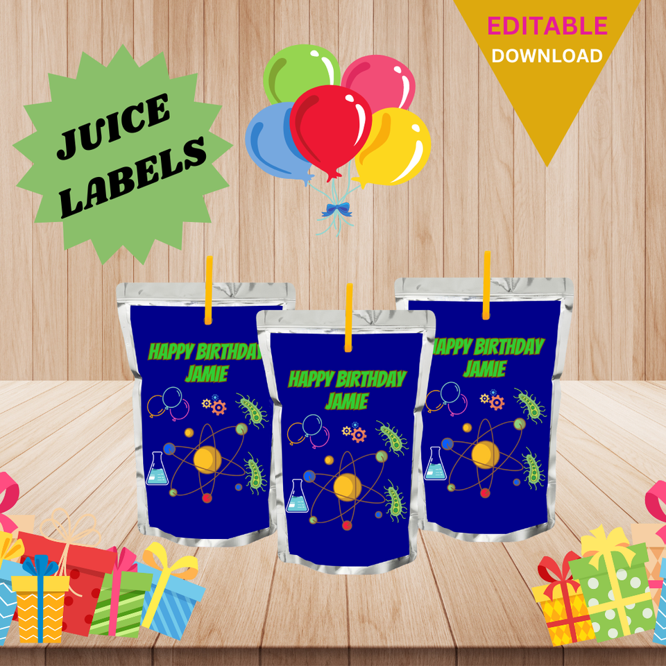Science Themed Birthday Bundle EDITable, DIGITAL Download | eBay
