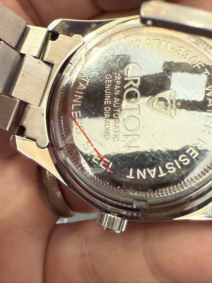 Croton Presidential Automatic Men’s Watch Diamond Dial Stainless Gray ...