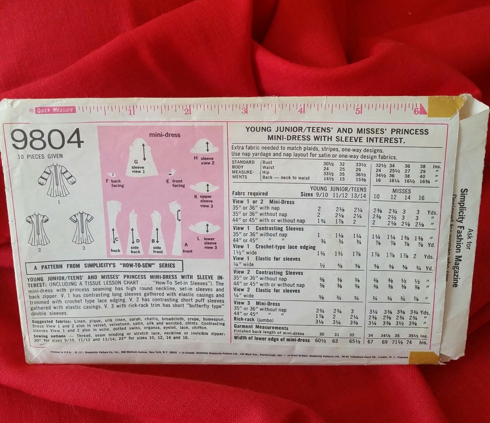 Simplicity Pattern 9804.Vintage, Minidress, Boho Hippie; Size 12 | eBay