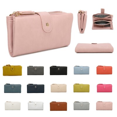 Women's Large Purse Ladies Coin bag Bifold Wallet Double Zipped ...