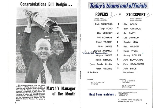 BRISTOL ROVERS V STOCKPORT 7 APR 1970 SIGNED HAROLD JARMAN VGC | eBay UK