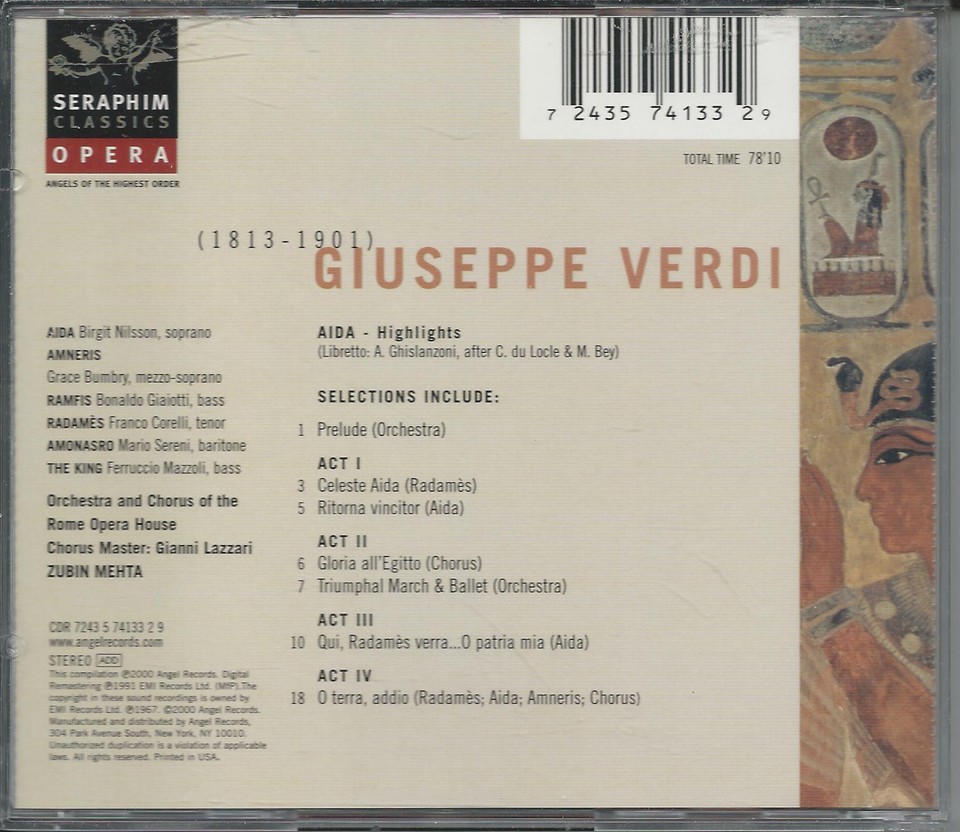 CD Verdi: Aida & Highlights (Rome Opera House) - FREE SHIPPING! | eBay