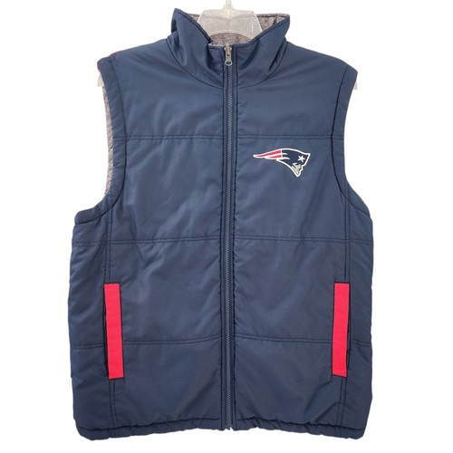 New England Patriots Vest Men's MEDIUM Blue Puffer Jacket NFL Apparel ...