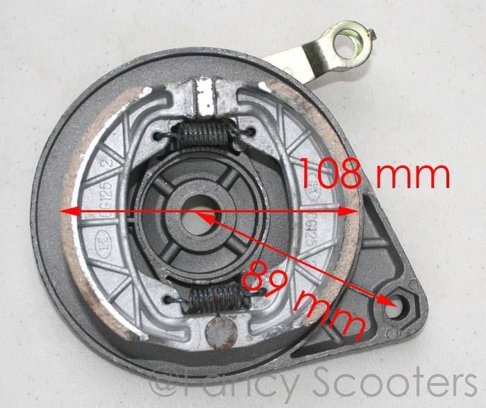 DRUM BRAKE FOR MINI CHOPPER AND SCOOTER FRONT OR REAR 105MM SHOES AXLE ...