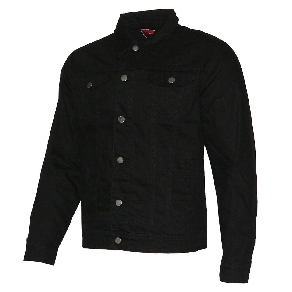 Mens Denim Jean Jacket Faded Premium Cotton Button Up Slim Fit Red ...