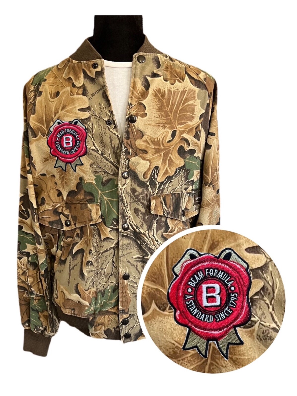 Vintage Ranger Camo Bomber Jacket Mens Small Jim Beam… - Gem