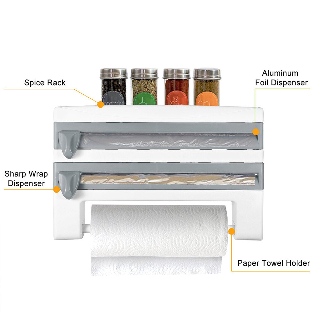 Kitchen Roll Holders Cling Film Tin Foil Dispenser Paper Storage Rack ...