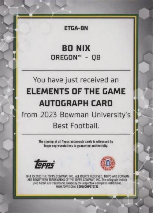 2023 Bowman's Best University Bo Nix #ETGA-BN for sale | eBay