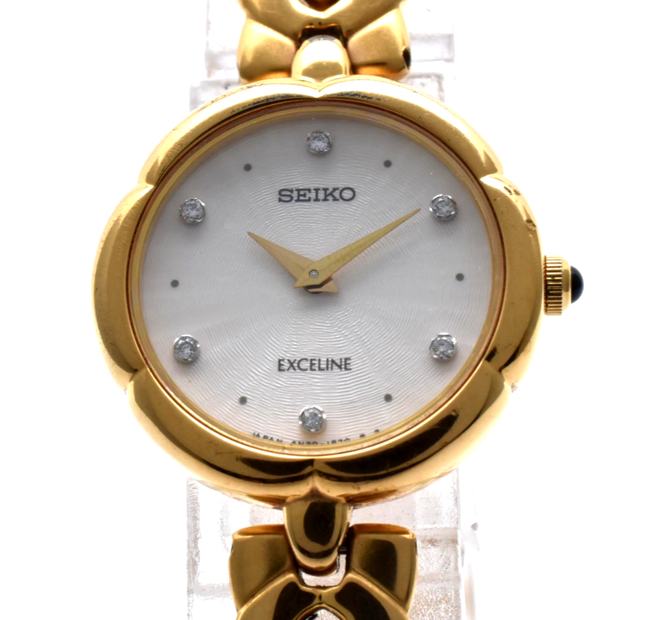 Orologio Vintage 1995 [N MINT] SEIKO Exceline 4N20-1100 Oro Diamante ...