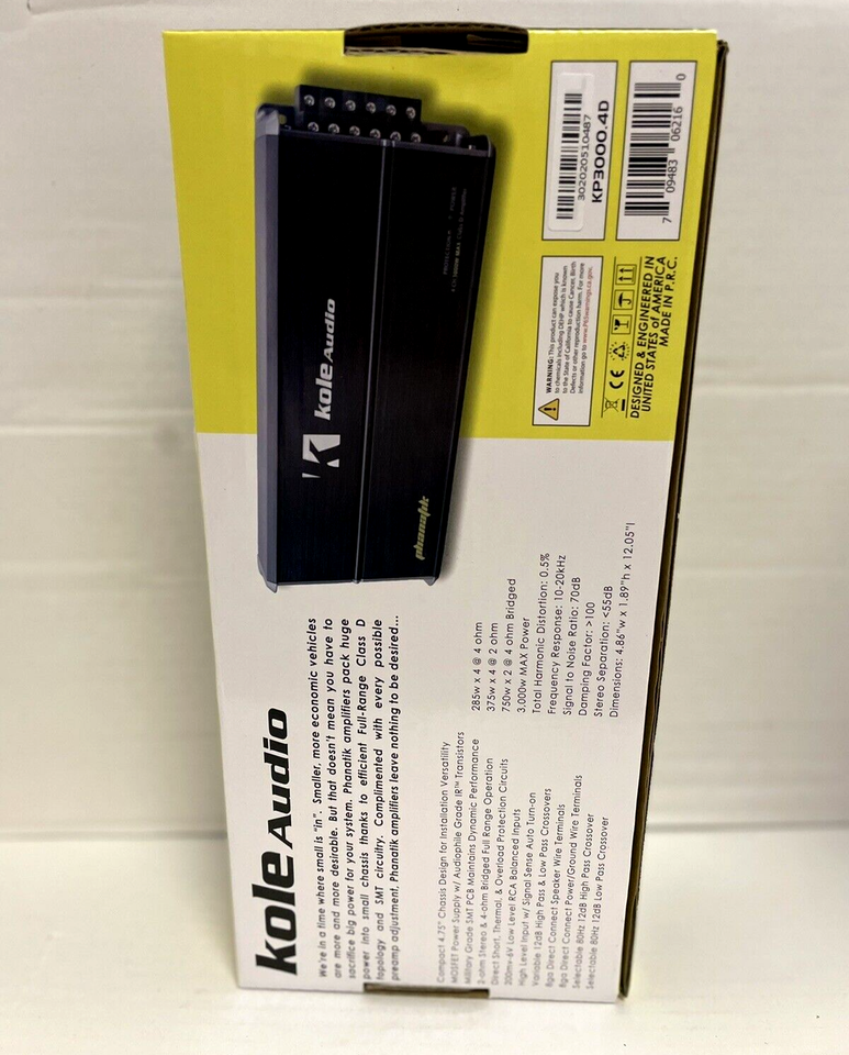 KOLE AUDIO KP3000.4D Audio Mini 4-Channel Class D Car Stereo Amplifier | eBay