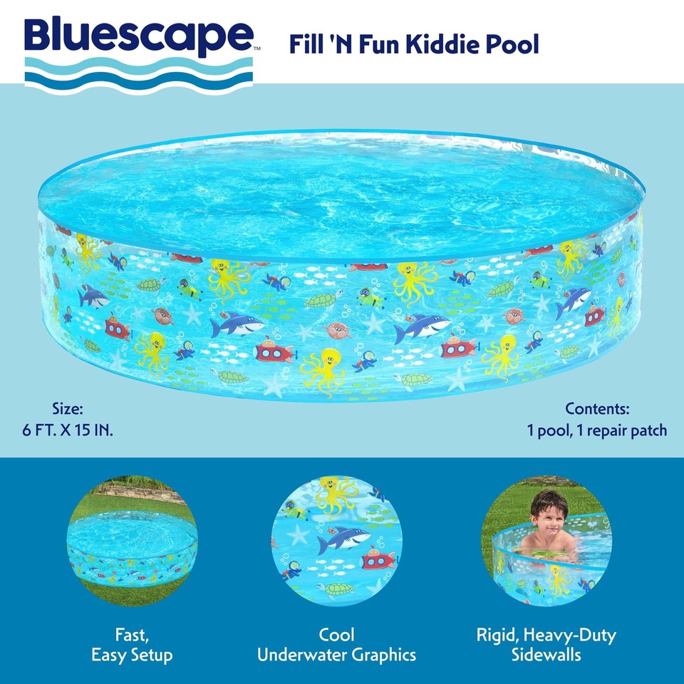 Bluescape Round Multi-Color Above-Ground Kiddie Pool 6' x 15" | eBay
