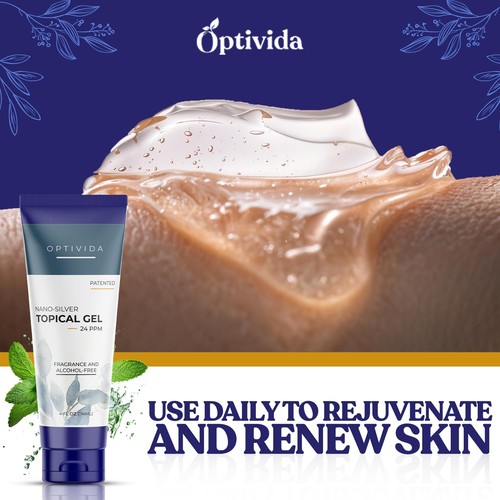 OPTIVIDA Colloidal Silver Gel 4oz Wound Care Burns Skin Irritations ...