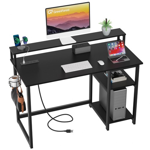 Computer Desk With Usb Charging Port And Power Outlet Reversible Home ...