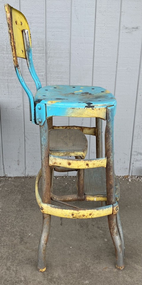 MCM Vintage Cosco Kitchen Step Stool Chair ~Rustic Plant Stand, Retro ...