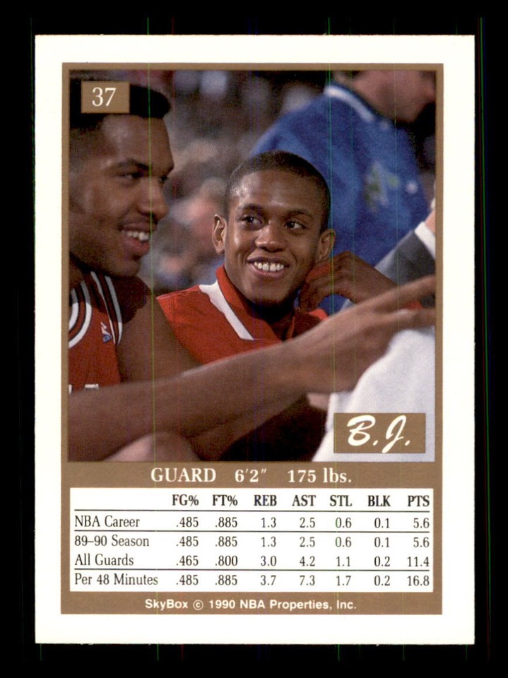 1990 Basketball SkyBox B.J. Armstrong Chicago Bulls #37 RC3 | eBay