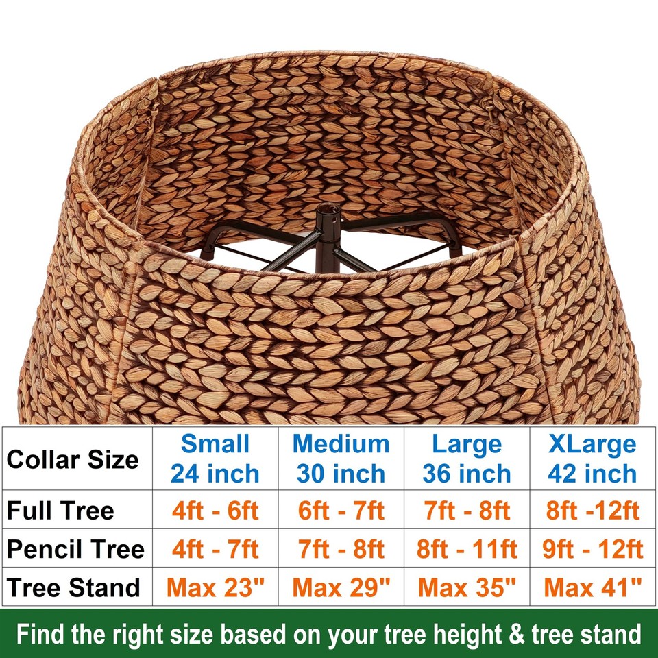 Rattan Christmas Tree Collar, Wicker Tree Skirt & Stand Base Cover ...