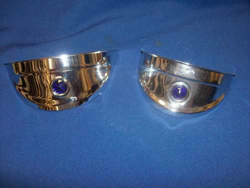 HEADLIGHT VISOR CHROME FINISH BLUE DOT 2PC 7 INCH HEADLIGHT | eBay