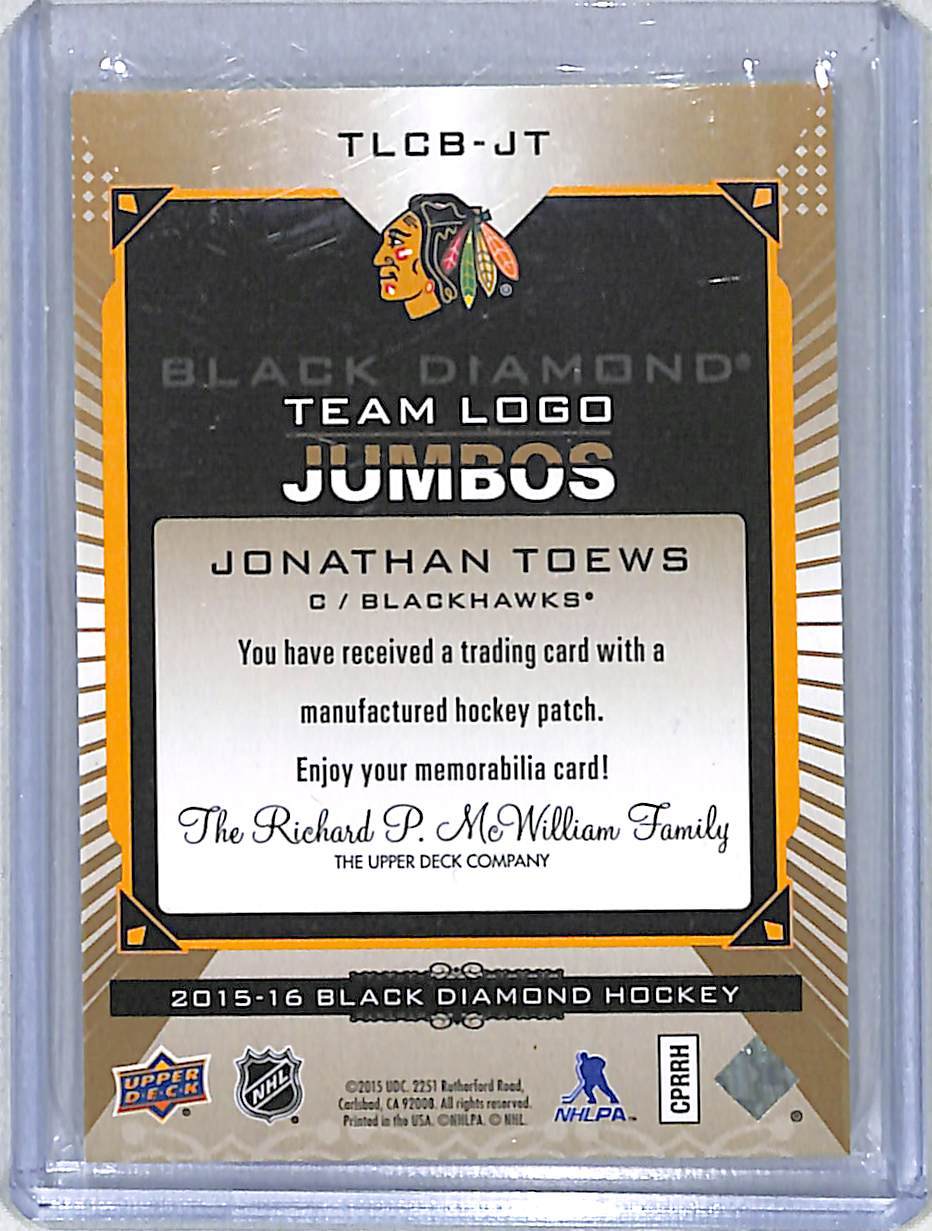 2015-16 Upper Deck Black Diamond Team Logo Blackhawks #TLCB-JT Jonathan ...