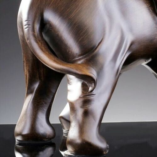 Elephant Statue Lucky Figure Wooden Hand Made Animal Sculpture Home ...