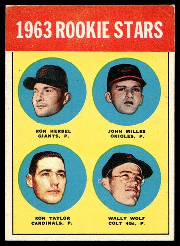 1963 Topps #208 Rookie Stars Herbel, Miller, Taylor, Wolf VG-VGEX ...