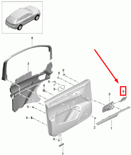 PORSCHE MACAN 95B Rear Right Door Handle Bazel Trim 95B837096C 1E0 NEW ...