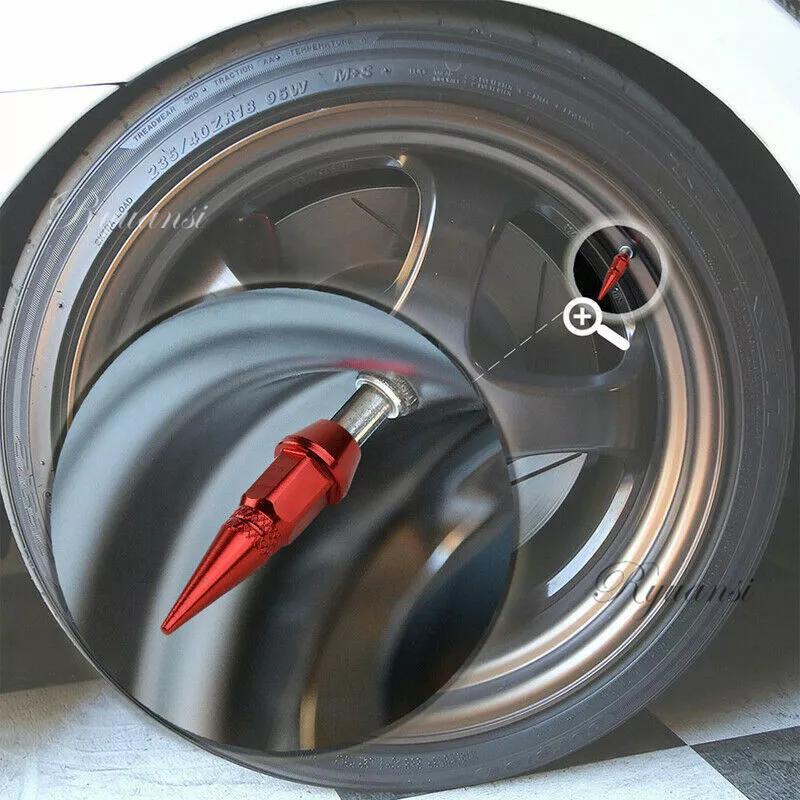 4pcs Red Aluminum Bullet Spike Wheel Tire Valve Stem Cap Car Truck Air ...