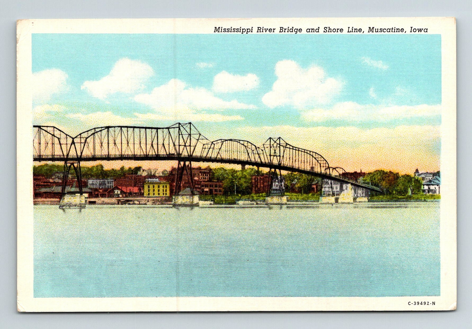 MIssissippi River Bridge & Share Line, Muscatine, Iowa - F9867 | eBay