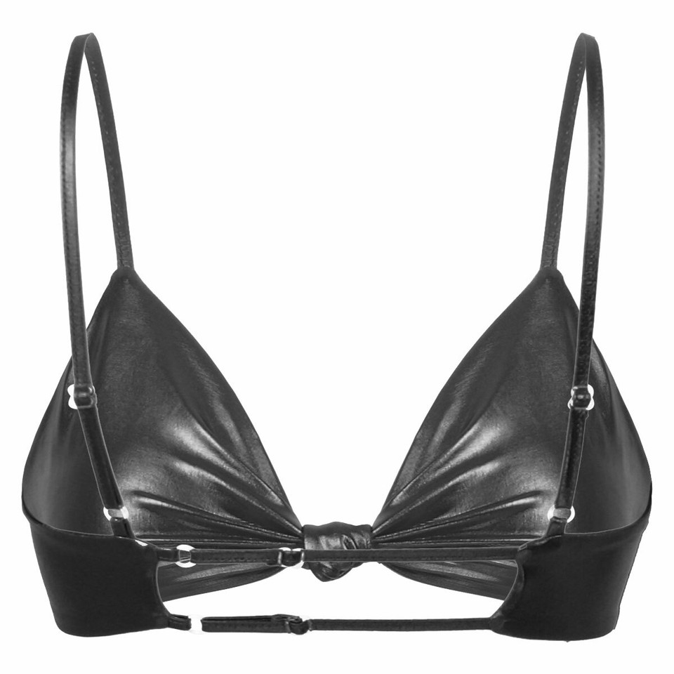 Sexy Shiny Metallic Bras Women Bra Unlined Wired Bralette Front Knot ...