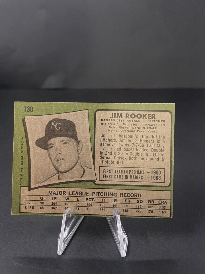 1971 Topps Baseball set HIGH #730 Jim Rooker EX Kansas City Royals | eBay