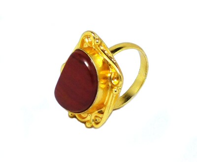 Red jasper Rings Gold Plated Handmade Glitter Ring Size-5 Rare Gemstone ...