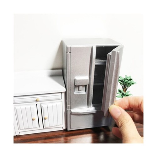 1/12 Scale Dollhouse Miniatures Mini Furniture Double-Door Refrigerator ...