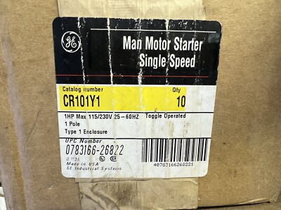 CR101Y1 GE Manual Motor Starter Single Speed New 783166268223| eBay