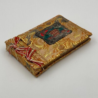 Vintage Japanese Brocade Photo Album Scrapbook Dragon Metal Medallion ...