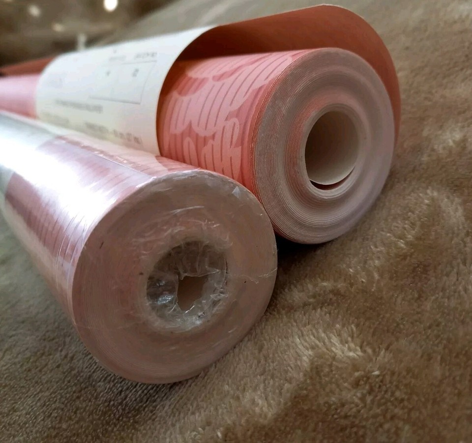 X2 1980s Vintage GP & J Baker Wallpaper Rolls Retro Pink Floral Flowers ...