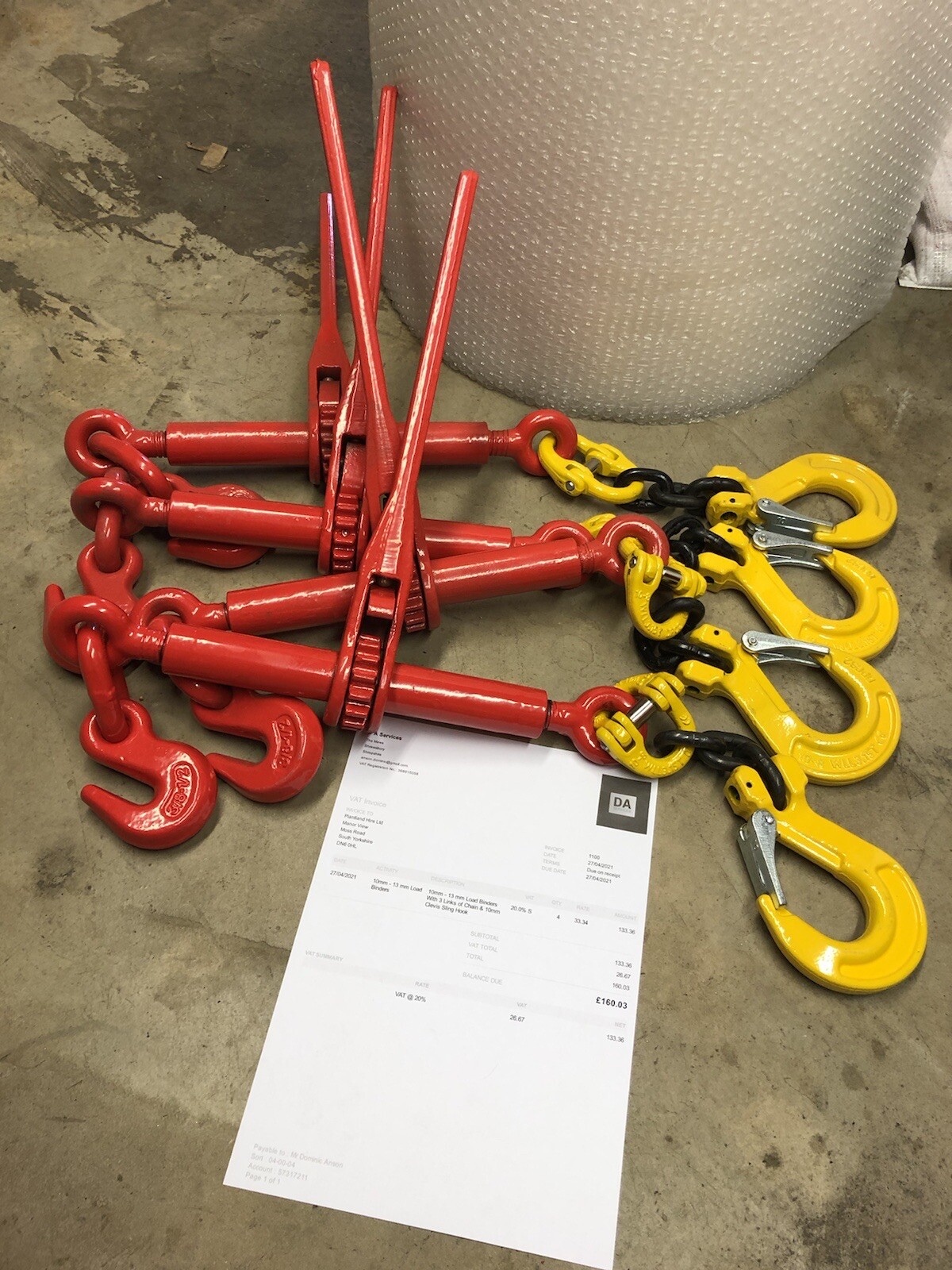1x Ratchet Load binder Dwang 8mm - 10mm, 5/16" - 3/8" Chain With 8mm ...