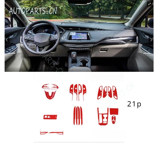 For Cadillac XT4 2018-2023 ABS Red Carbon Car Interior Kit Full Set ...