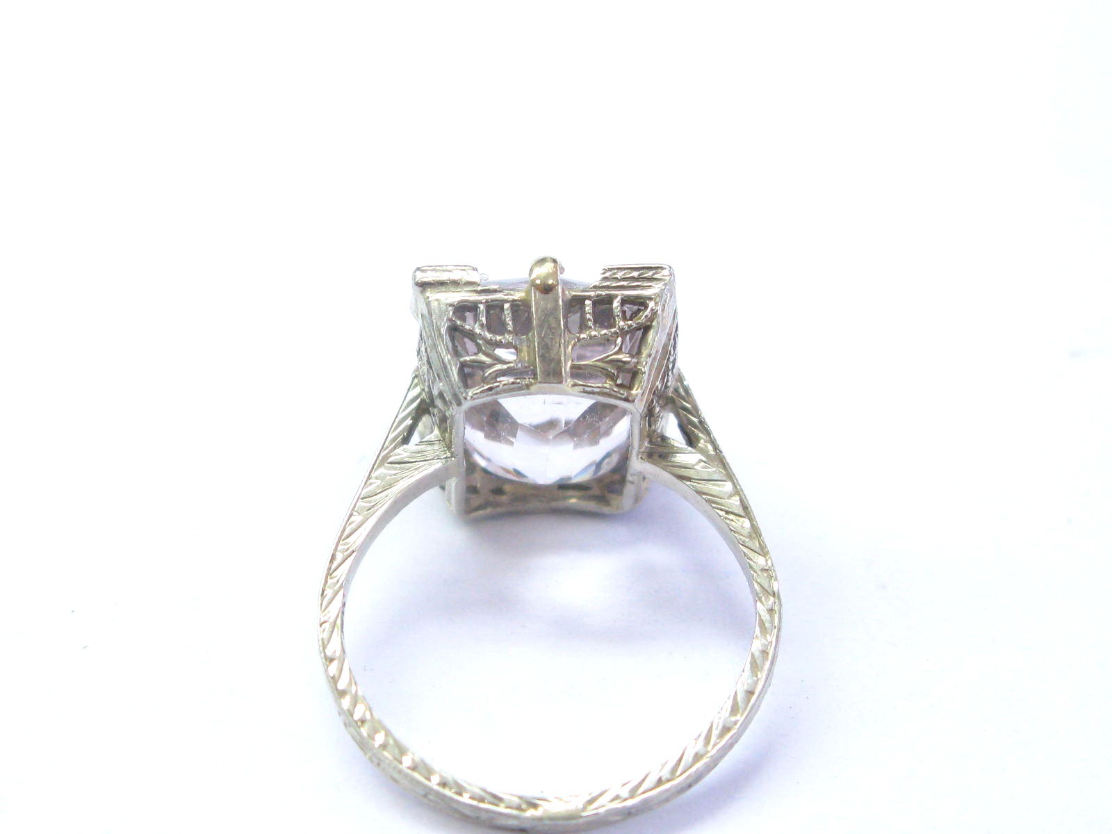 Vintage 18Kt Kunzite & Diamond White Gold Milgrain Ring 4.53Ct | eBay